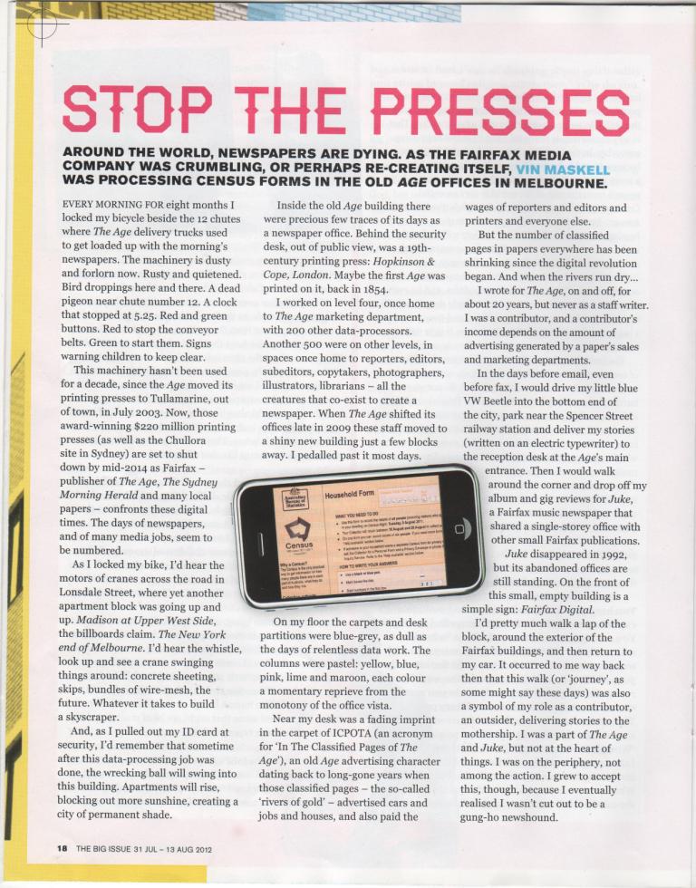 Stop the presses – Vin Maskell